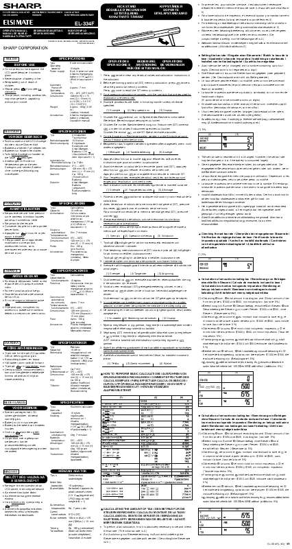 Notice SHARP EL-334F - calculatrice Trouver une solution à un problème SHARP EL-334F mode d ...