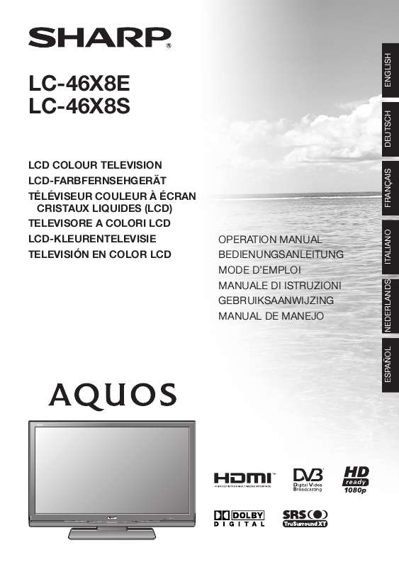 Notice SHARP LC-46X8E - tv Trouver une solution à un problème SHARP LC ...