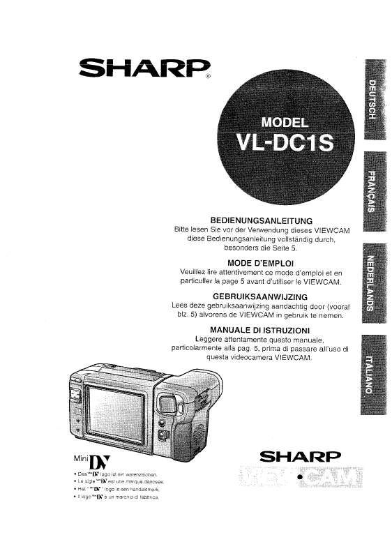 Notice SHARP VL-DC1S - action cam Trouver une solution à un problème SHARP VL-DC1S mode d'emploi ...