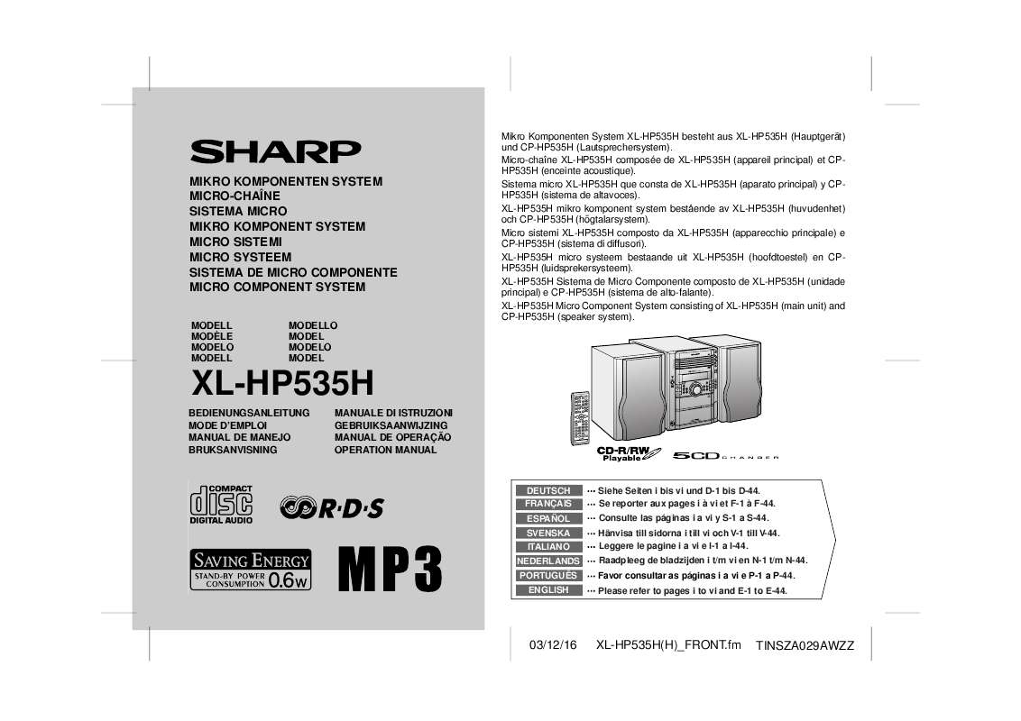 Notice SHARP XL-HP535H - chaîne hifi Trouver une solution à un problème ...