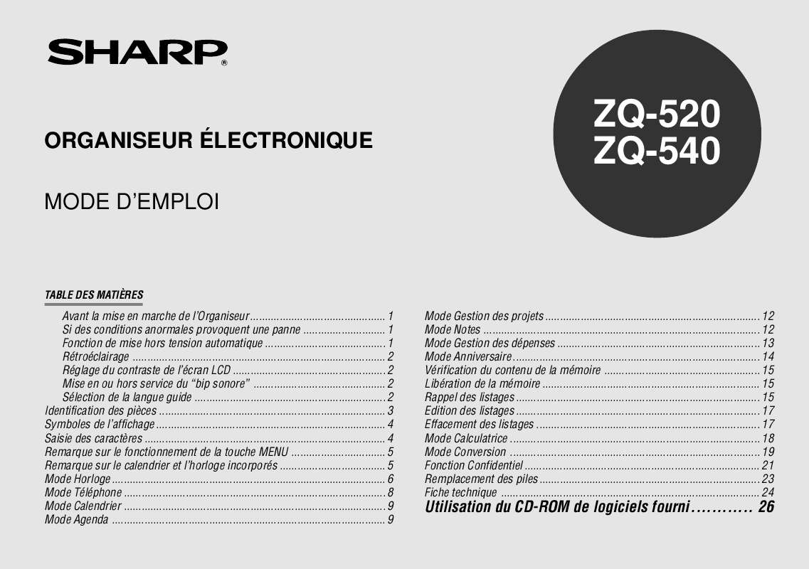 Notice SHARP ZQ-520 - autres Trouver une solution à un problème SHARP ...