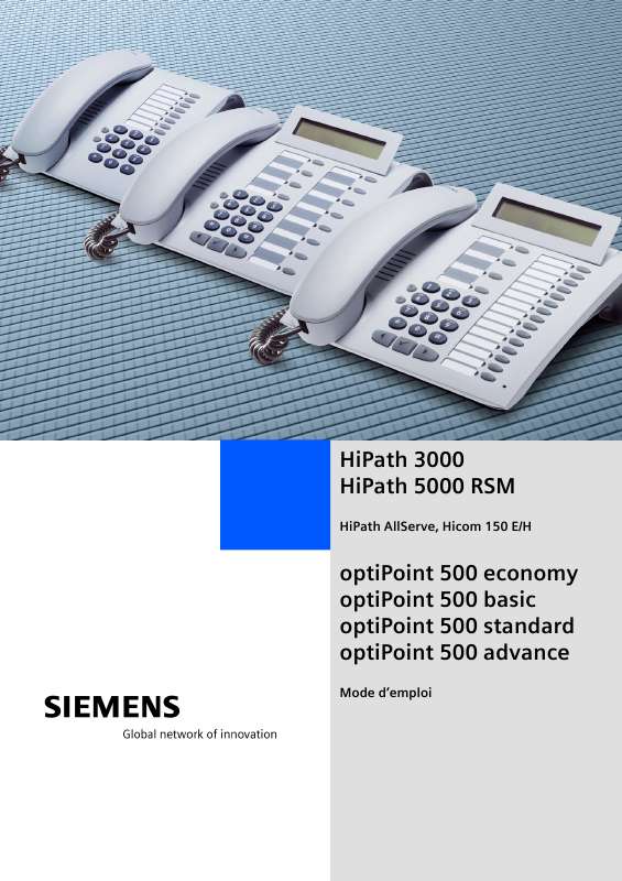 Notice SIEMENS HIPATH 3000 - téléphone fixe Trouver une solution à un ...