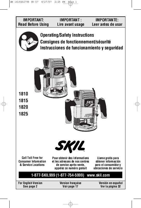Notice SKIL 1825 - Trouver une solution à un problème SKIL 1825 mode d ...