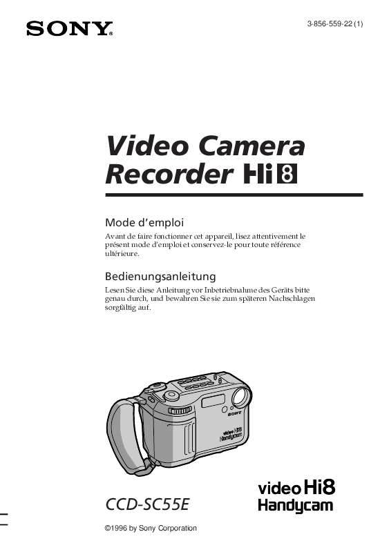 Notice SONY CCD-SC55E - action cam Trouver une solution à un problème ...