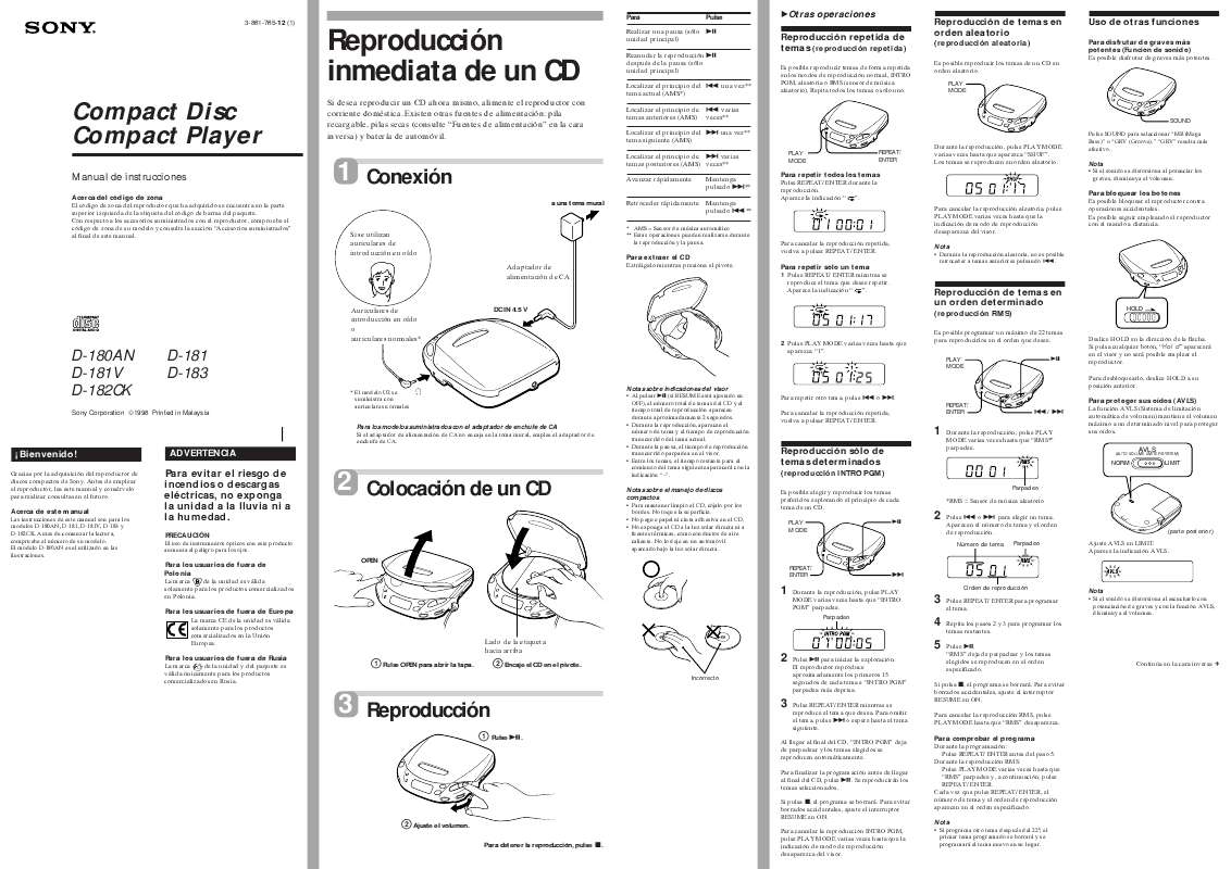 Notice SONY D-181 - autres Trouver une solution à un problème SONY D ...