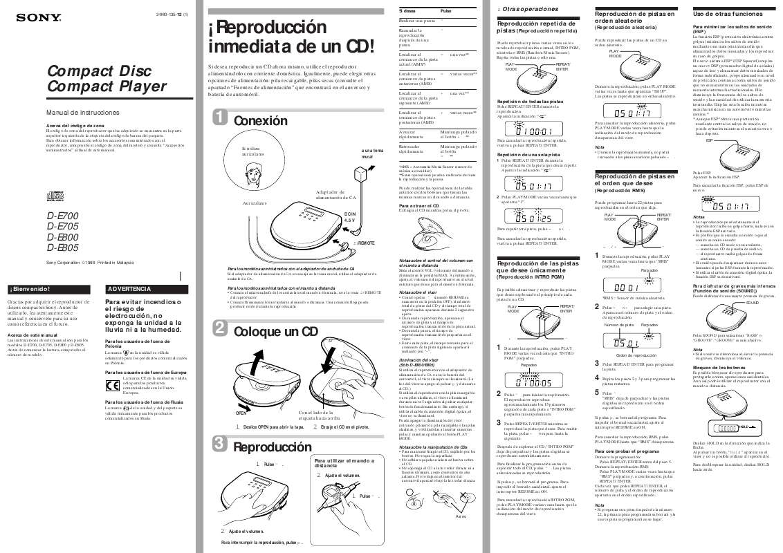 Notice SONY D-E705 - autres Trouver une solution à un problème SONY D ...