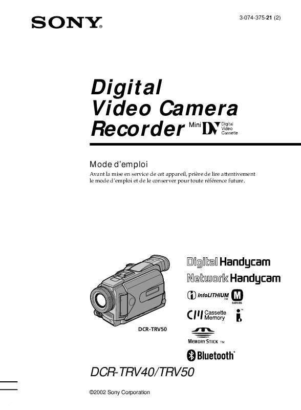 Notice SONY DCR-TRV40 - action cam Trouver une solution à un problème SONY DCR-TRV40 mode d ...