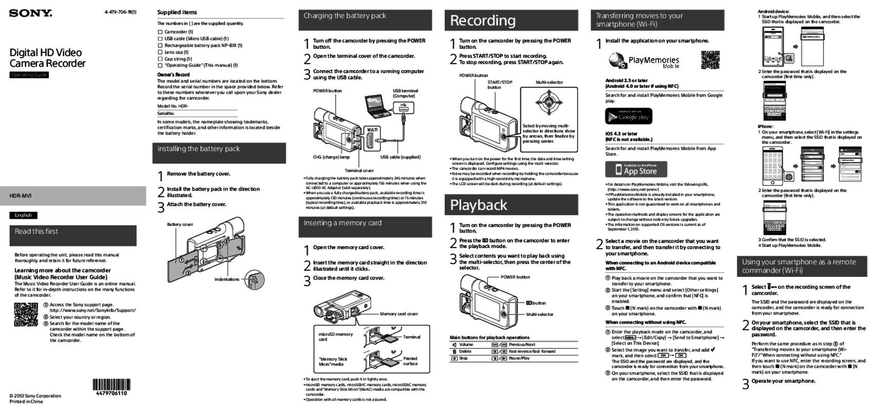 Notice SONY HDR-MV1 - action cam Trouver une solution à un problème SONY HDR-MV1 mode d'emploi ...