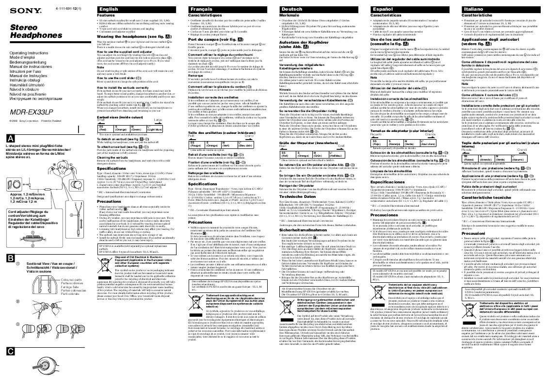 Notice SONY MDR-EX33LP - casque bluetooth Trouver une solution à un problème SONY MDR-EX33LP ...