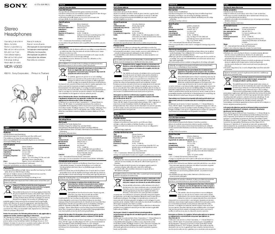 Notice SONY MDR-V300 - casque bluetooth Trouver une solution à un ...