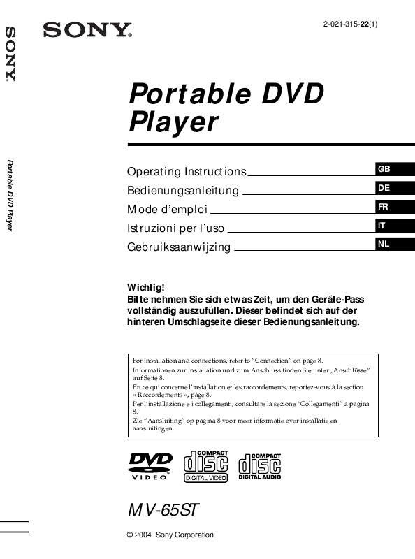 Notice SONY MV-65ST - Trouver une solution à un problème SONY MV-65ST ...