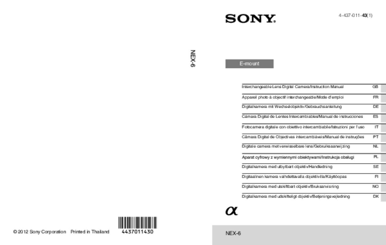 Notice SONY NEX-6 - Trouver une solution à un problème SONY NEX-6 mode ...