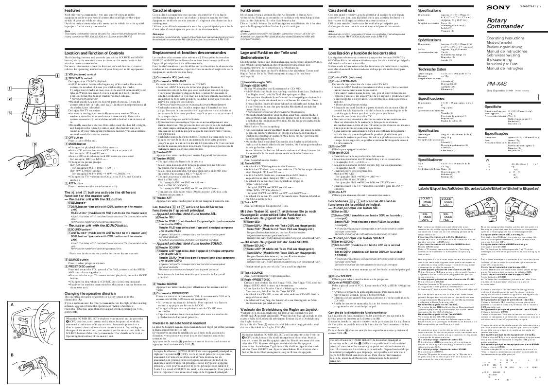 Notice SONY RM-X4S - télécommande Trouver une solution à un problème ...
