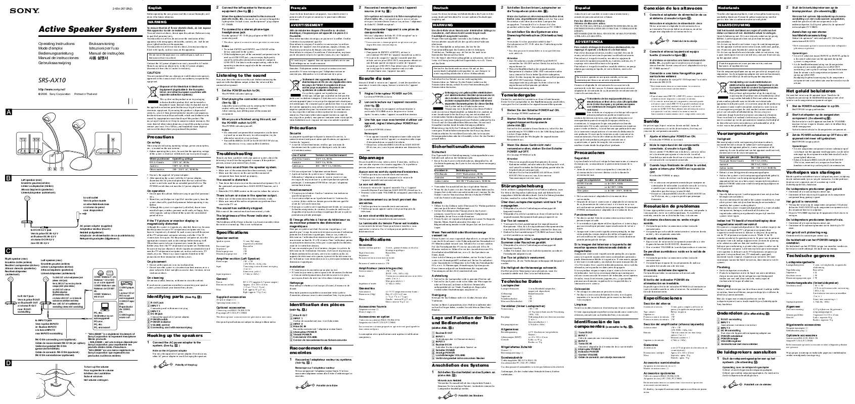 Notice SONY SRS-AX10 - ampli audio Trouver une solution à un problème ...