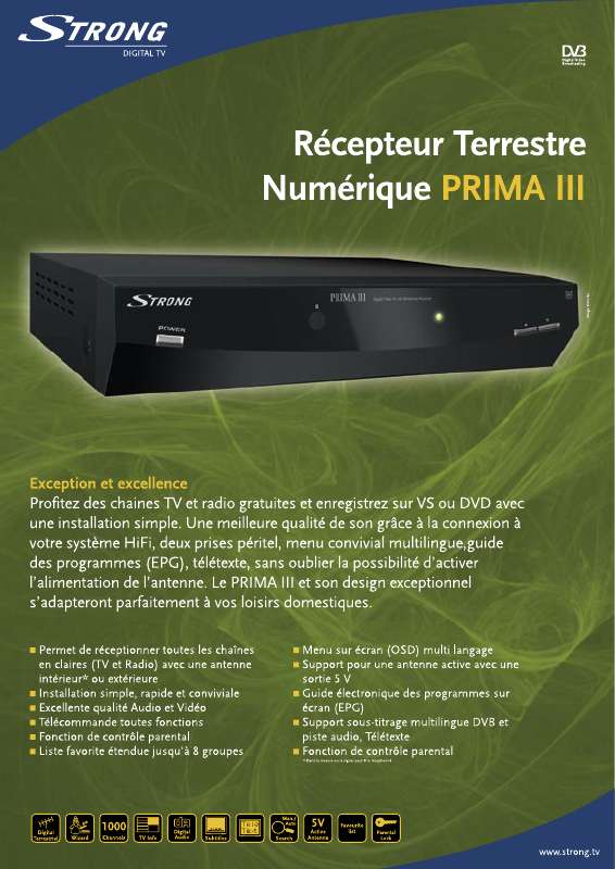 Notice STRONG PRIMA III - décodeur tnt Trouver une solution à un ...