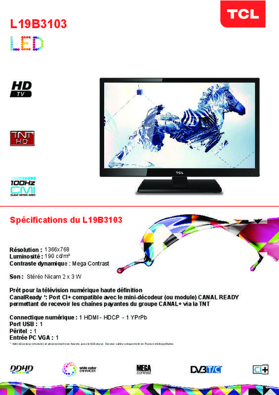 Notice TCL L19B3103 - tv Trouver une solution à un problème TCL ...