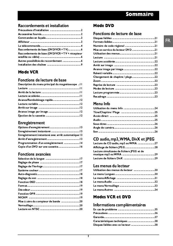 Notice THOMSON DTH6300F - lecteur dvd Trouver une solution à un problème THOMSON DTH6300F mode d ...