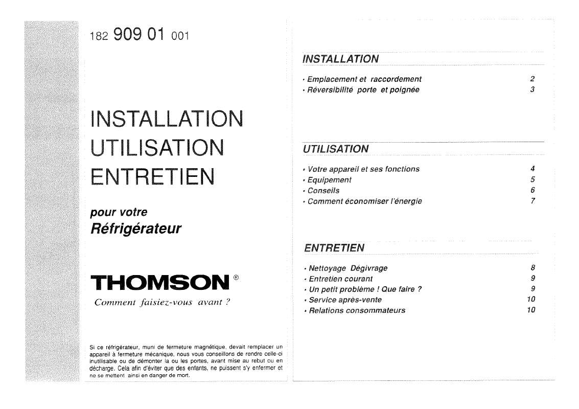 Notice THOMSON SF22B - Trouver une solution à un problème THOMSON SF22B mode d'emploi THOMSON ...
