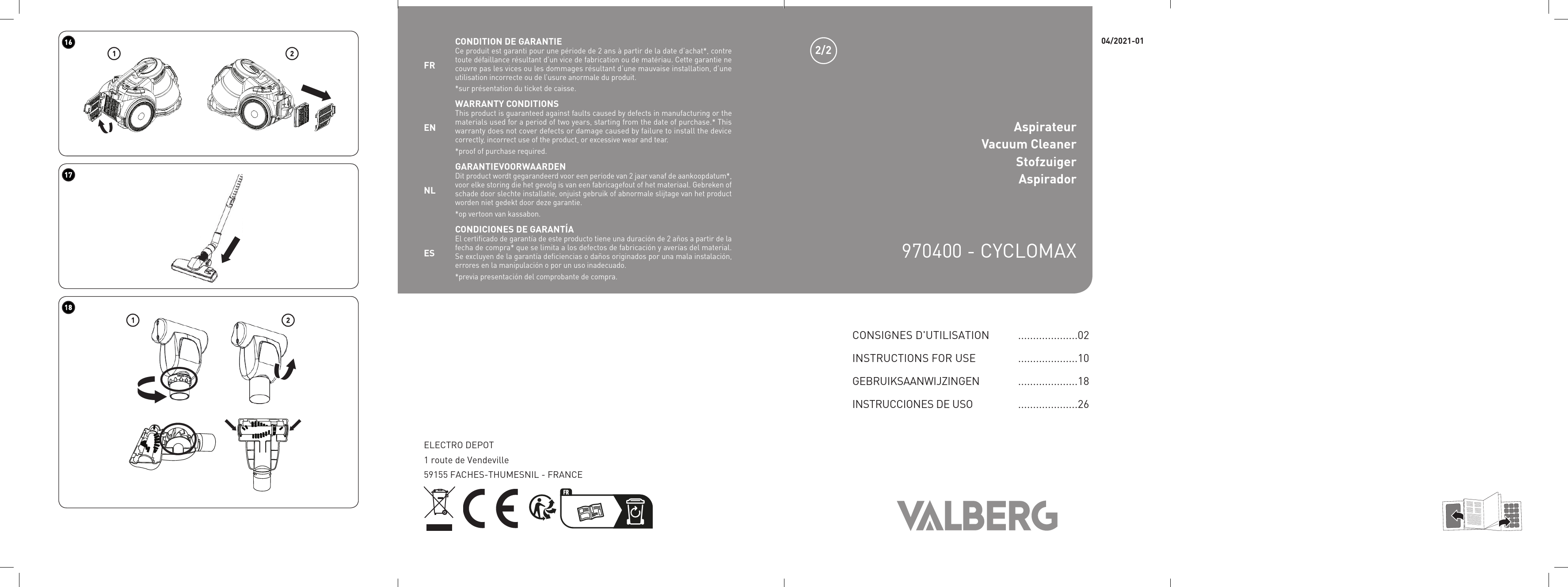 Notice aspirateur avec sac VALBERG CYCLOMAX-01 Trouver une solution à un problème VALBERG ...