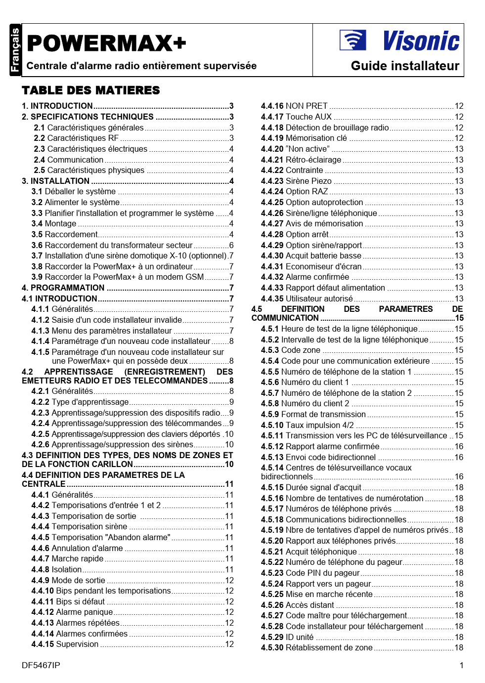 Notice VISONIC POWERMAX PLUS - alarme Trouver une solution à un problème VISONIC POWERMAX PLUS ...