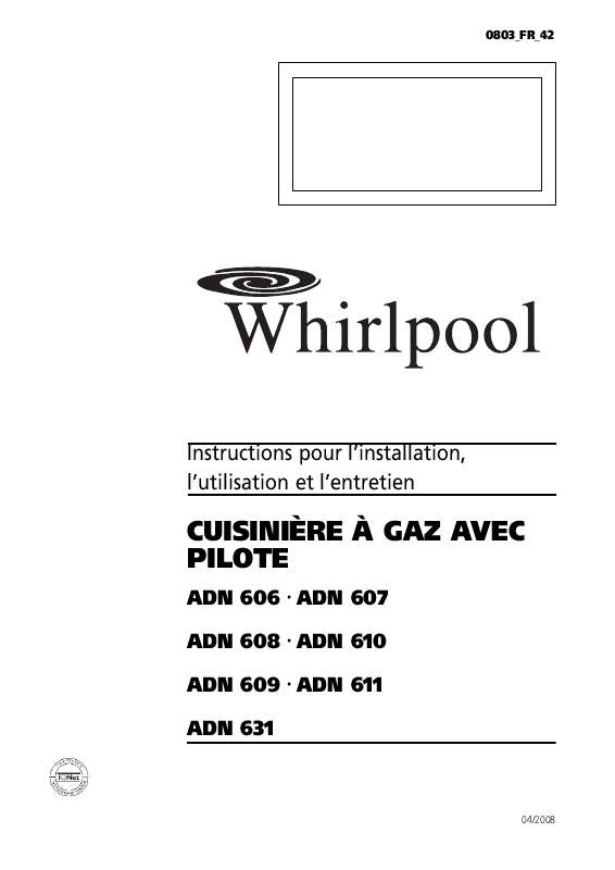 Notice WHIRLPOOL ADN 631 - Trouver une solution à un problème WHIRLPOOL ADN 631 mode d'emploi ...