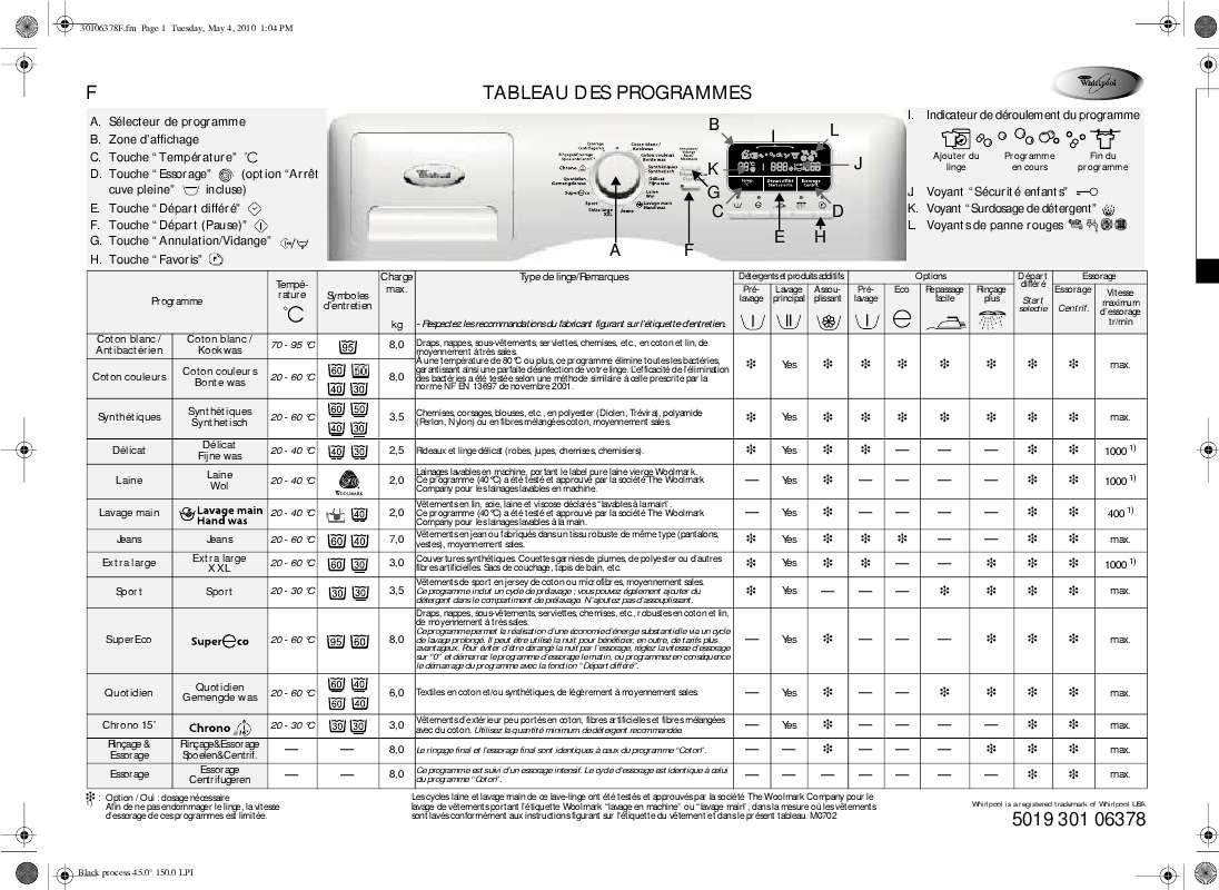 Notice WHIRLPOOL PURE 1485 - Trouver une solution à un problème ...