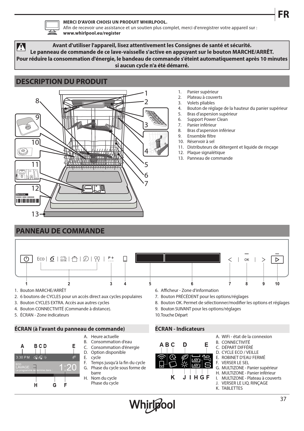 Notice lave-vaisselle WHIRLPOOL WIP 4O41 PLEG Trouver une solution à un ...