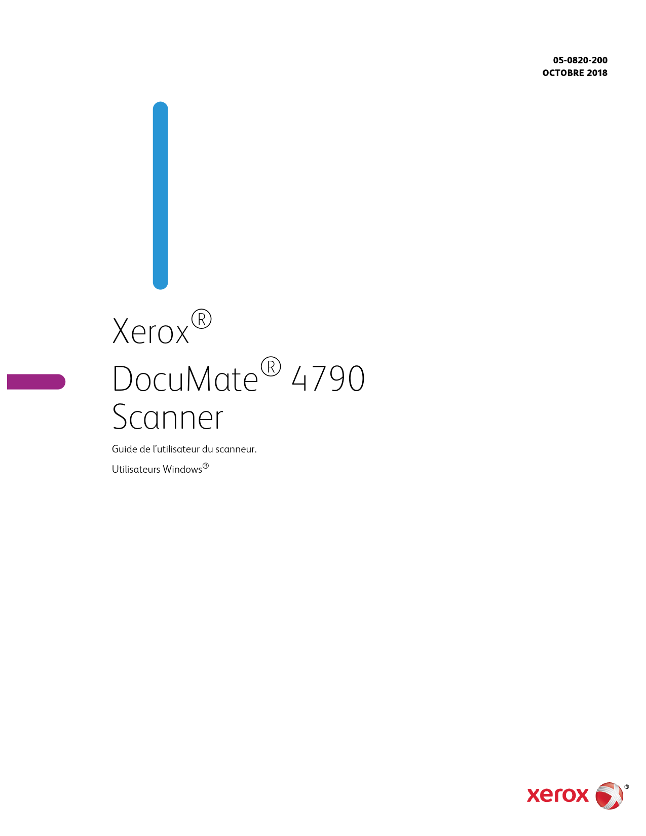 Notice XEROX DOCUMATE 4790 - scanner Trouver une solution à un problème ...