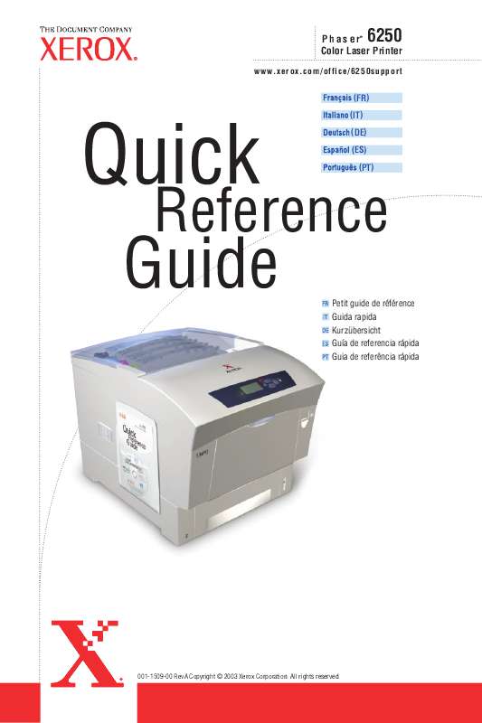 Notice XEROX PHASER 6250 - imprimante laser Trouver une solution à un ...