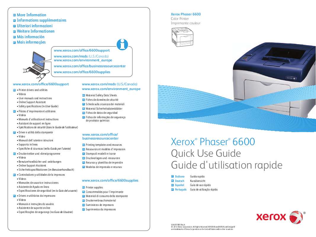 Notice XEROX PHASER 6600 - Trouver une solution à un problème XEROX PHASER 6600 mode d'emploi ...