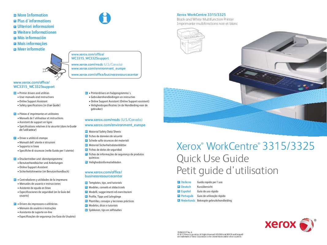 Notice XEROX WORKCENTRE 3315 - Trouver une solution à un problème XEROX ...