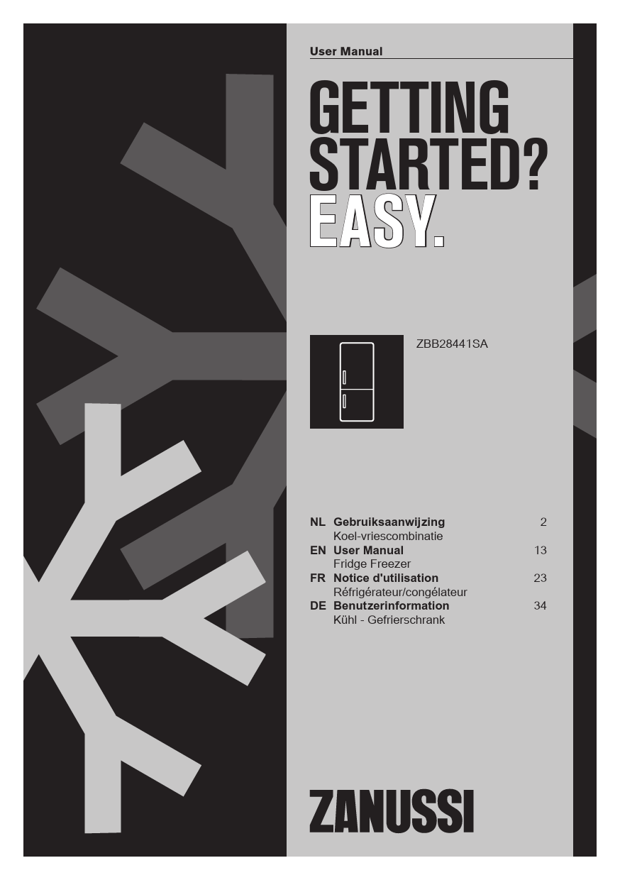 Notice réfrigérateur ZANUSSI ZBB28441SA Trouver une solution à un ...