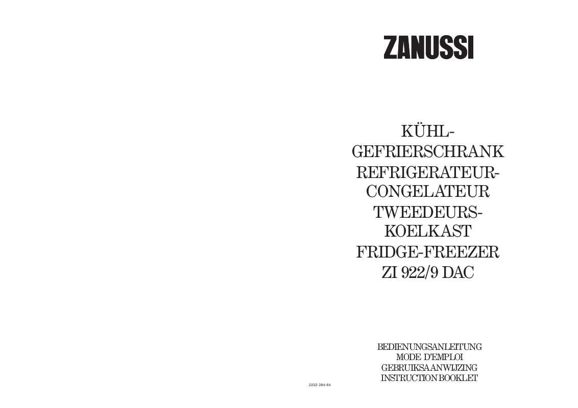 Notice réfrigérateur-congélateur ZANUSSI ZI922/9DAC Trouver une ...