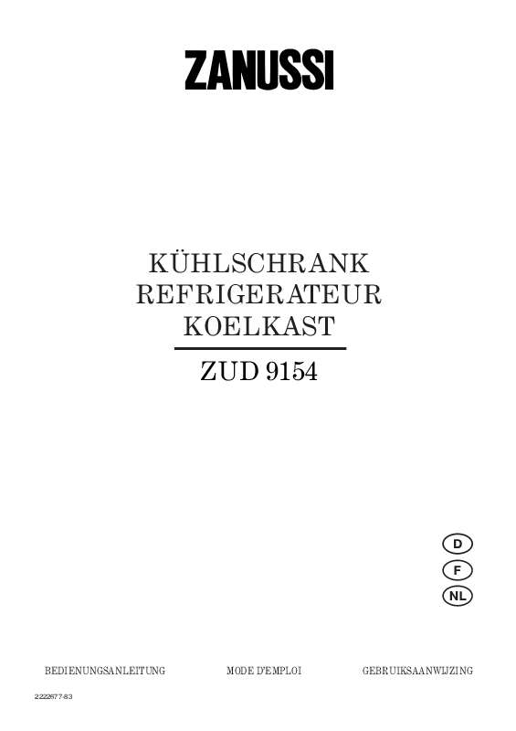 Notice ZANUSSI ZUD9154 - Trouver une solution à un problème ZANUSSI ...