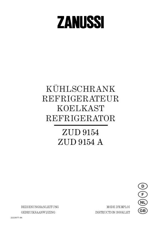 Notice ZANUSSI ZUD9154A - Trouver une solution à un problème ZANUSSI ...